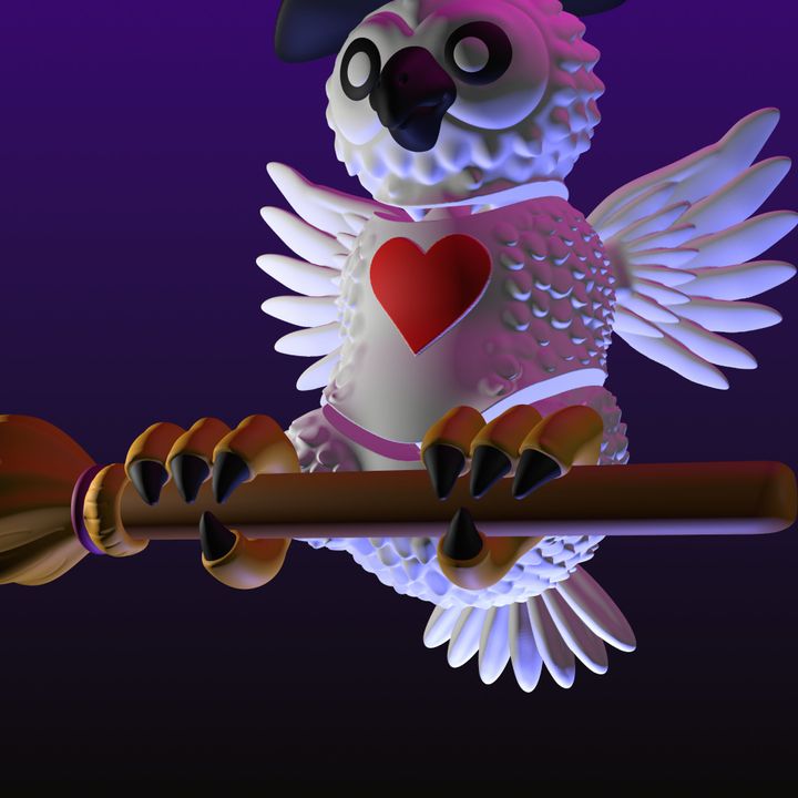 3D Printable "Hexley" the Owl Witch – Wiggle Budz – (Halloween Edition) by Laughing Dragon Foundries